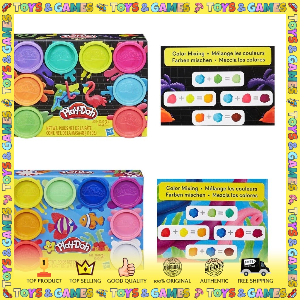 Play-Doh 8-Pack Neon & Rainbow Compound Set Vibrant Modeling Clay for ...