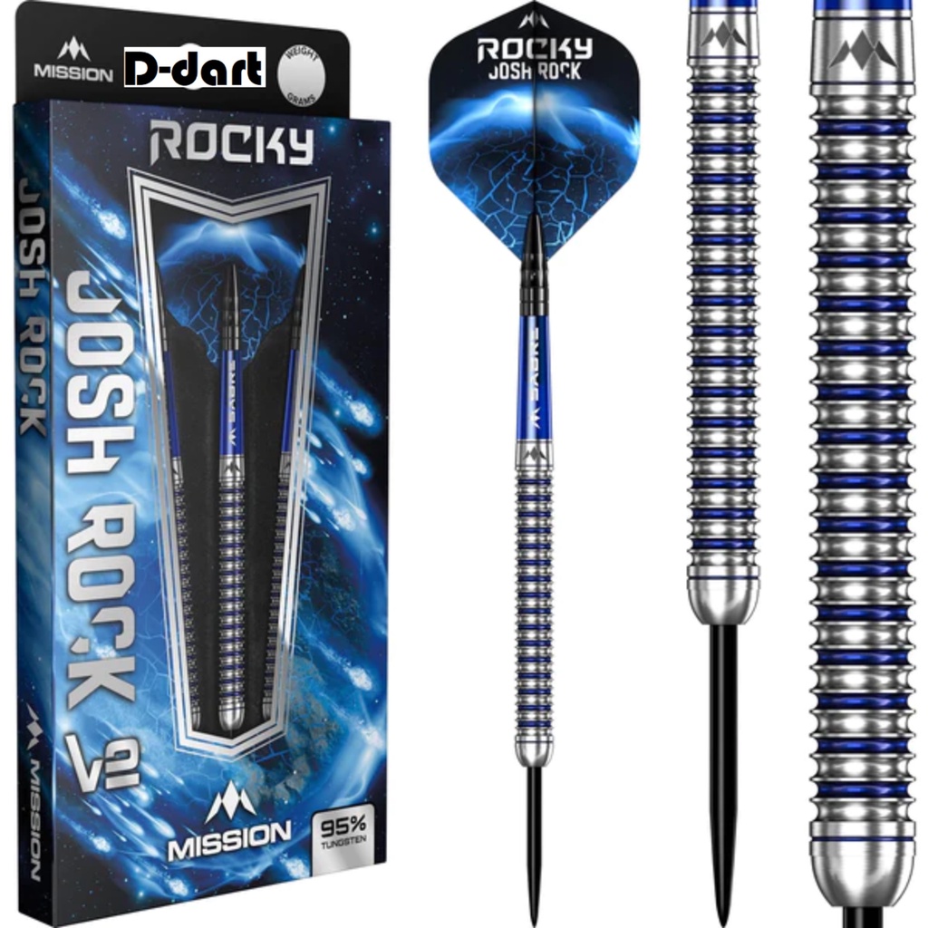 MISSION STEEL TIP DART - 22G/24G/26G Josh Rock V2 Silver Blue 95% ...