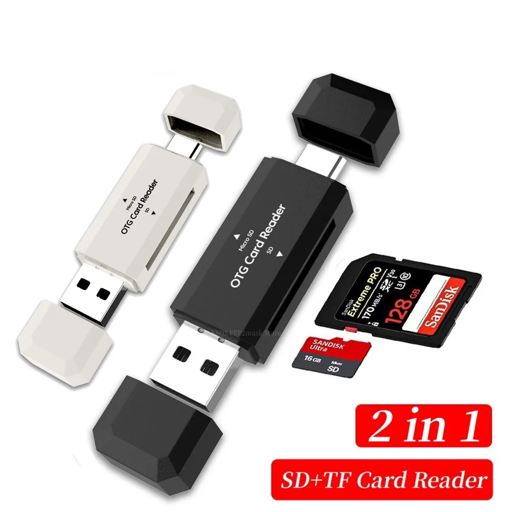 Type C SD TF Card Reader 2 in 1 USB 2.0 Card Reader for PC Laptop ...