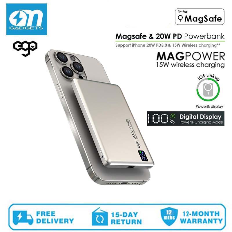 Ego MAGPOWER Gen.4.1 5000mAh Magsafe Powerbank With 15A Magnetic ...