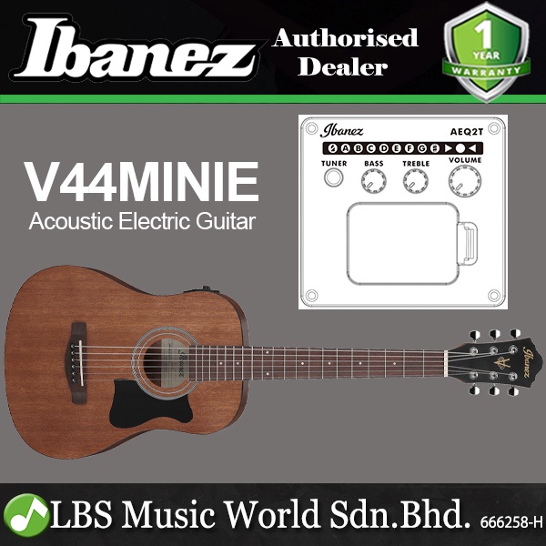 Ibanez V44MINIE Dreadnought Body Acoustic Electric Guitar with Nandu ...