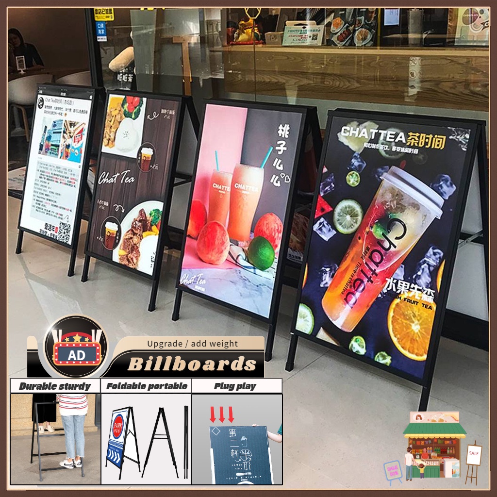 Heavy Duty A Frame Folding Sidewalk Signboard Sign for Poster Single ...