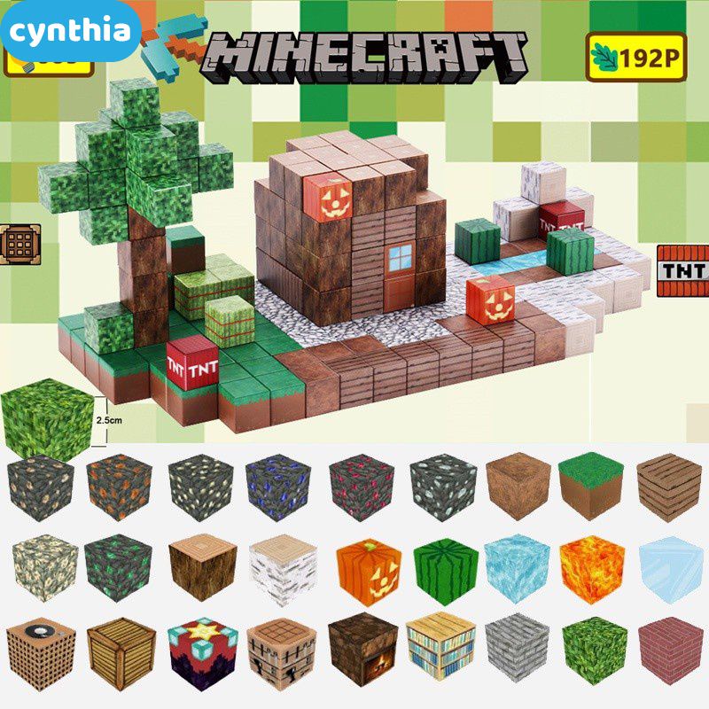 Minecraft Diy Merchandise Magnet Toy Mine Assembling Magnetic Cube ...