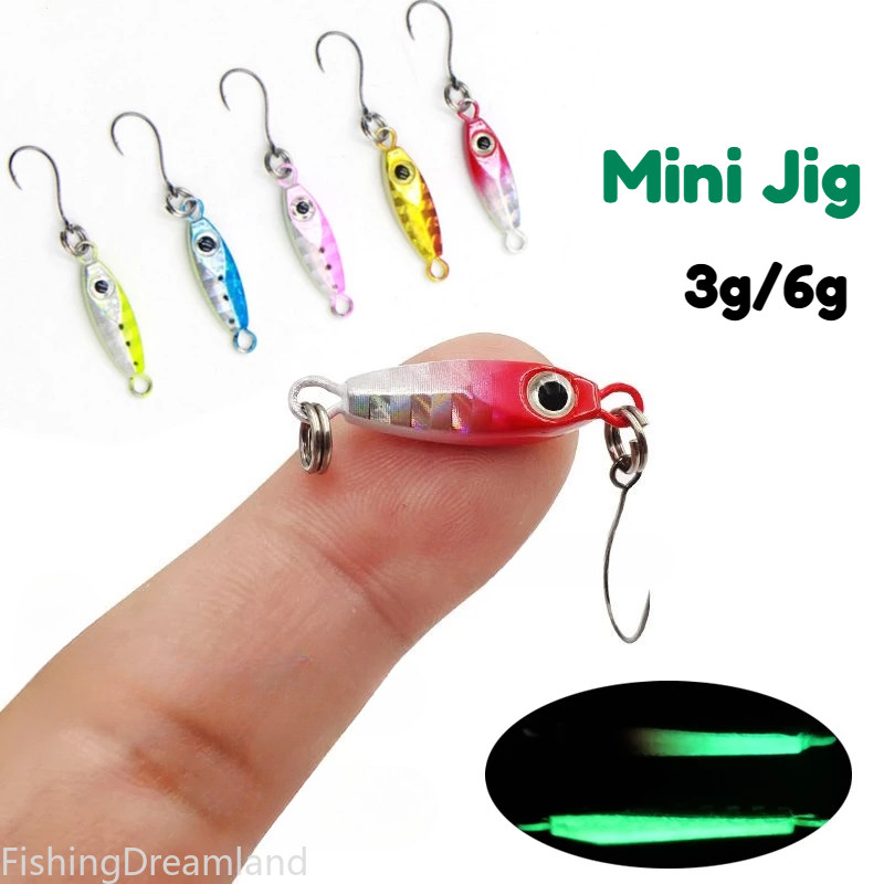 3g/6g Mini Jig with Single hook Fishing Lure bait glitter micro mini ...