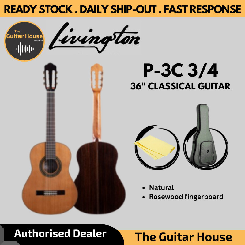 Livingston P-3C 3/4 36" Solid Cedar Top Classical Guitar, Rosewood FB ...
