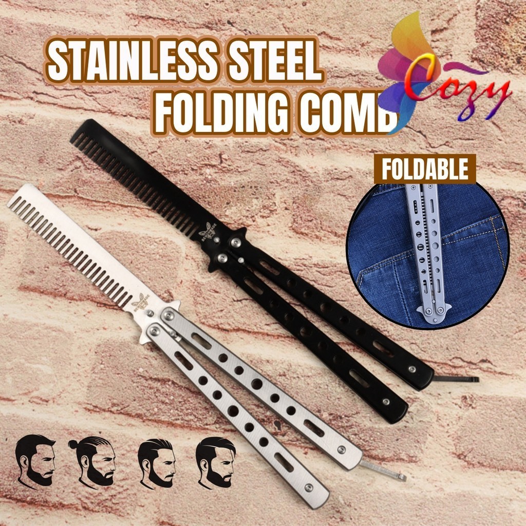 Foldable Stainless Steel Butterfly Comb Butterfly Knife Comb ...