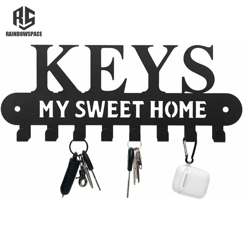 Black Metal Key Holder Hooks Mounted DecorWall Mounted Hook Up Medals ...