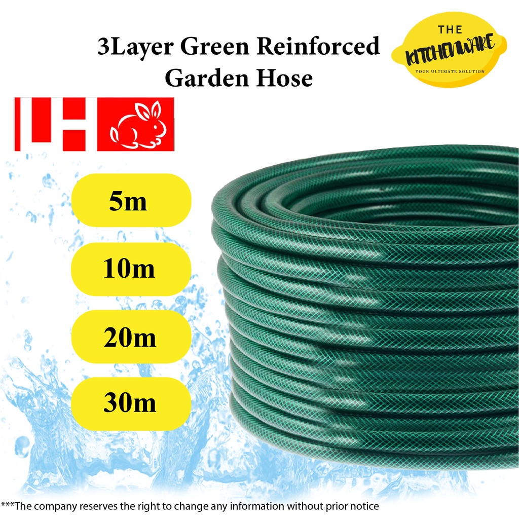5m 10m 20m 30m Reinforced PVC Flexible Garden Hose Green Getah Paip ...