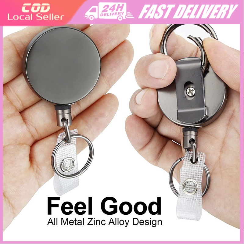 Retractable Holder business card Metal Clip Key Ring for Tag Keychain ...