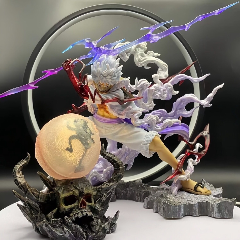 Free Led Lamp 26cm One Piece Figure Gk Lightning Luffy Figure Sun God ...