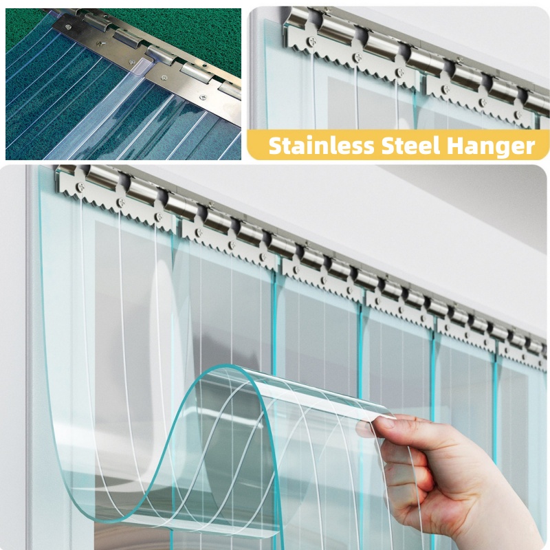 PVC Curtain Strip Hanger Stainless Steel 304 Holder Set 150mm Clamp ...