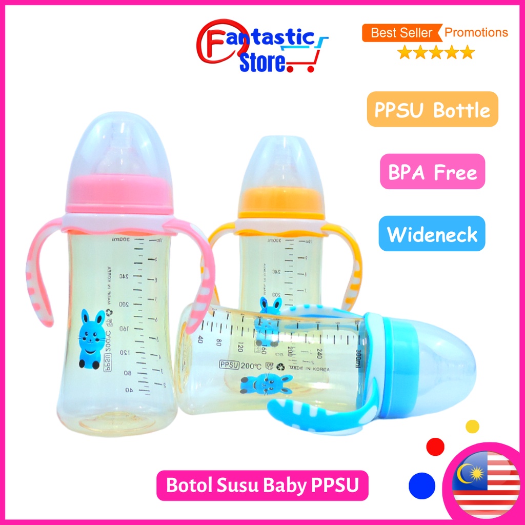 Botol susu baby PPSU wideneck Baby Bottle Feeding BPA free material botol baby newborn 10oz ...
