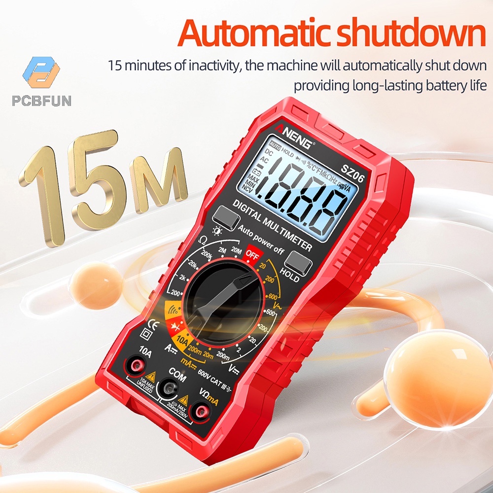 Pcbfun Aneng Sz06 Digital Multimeter 2000 Count Ac/dc Voltmeter Ammeter ...