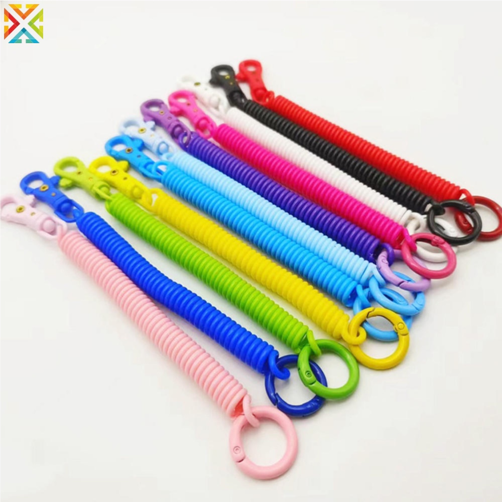 Plastic Spring Rope Jelly Color Key Chain Bag Card Holder Lanyard Key ...