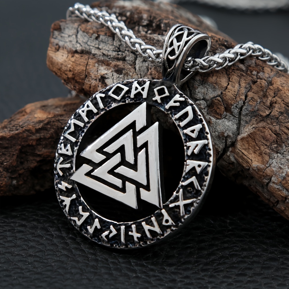 Vintage Scandinavian Amulet Necklace Pendant Viking Rune Round Necklace ...