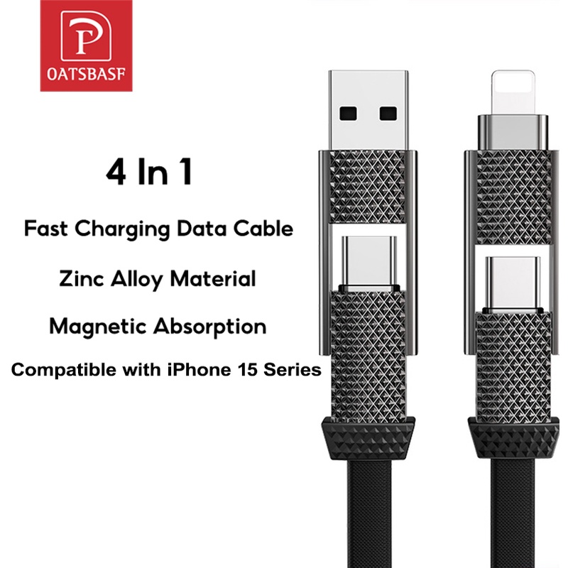 OATSBASF 4 in 1 60W Fast Charging Data Cable USB to Type-C/USB to ...