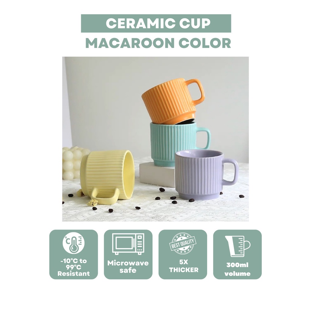 Set 5 in 1 Pastel Macaron Colour Ceramic Mug Matte Nordic Coffee Cup ...