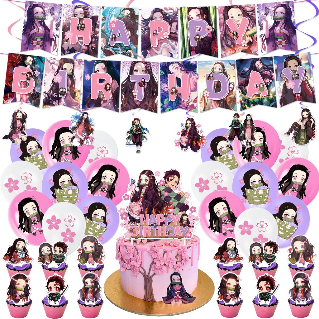 Demon Slayer kamado nezuko Birthday Decoration Set Birthday Party ...