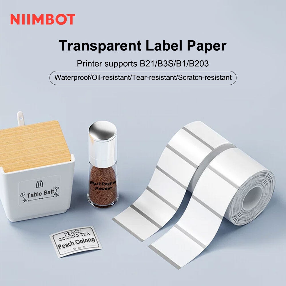 Niimbot B21/B1/B203 Label Printing Paper Round Transparent Name Stickers Waterproof Self ...