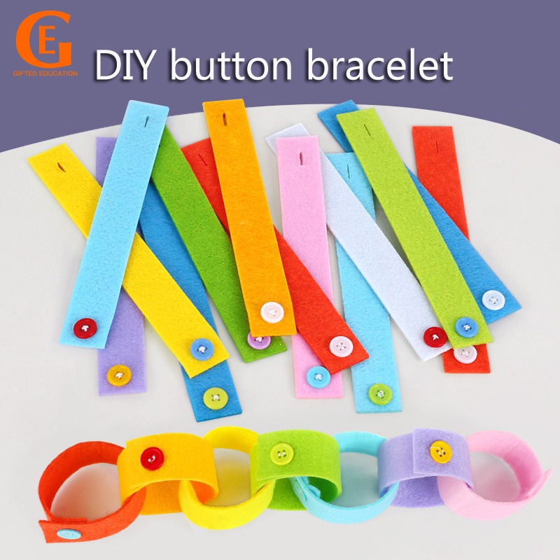 10Psc Children DIY Felt Cloth Button Bracelet Montessori Fine Motor ...