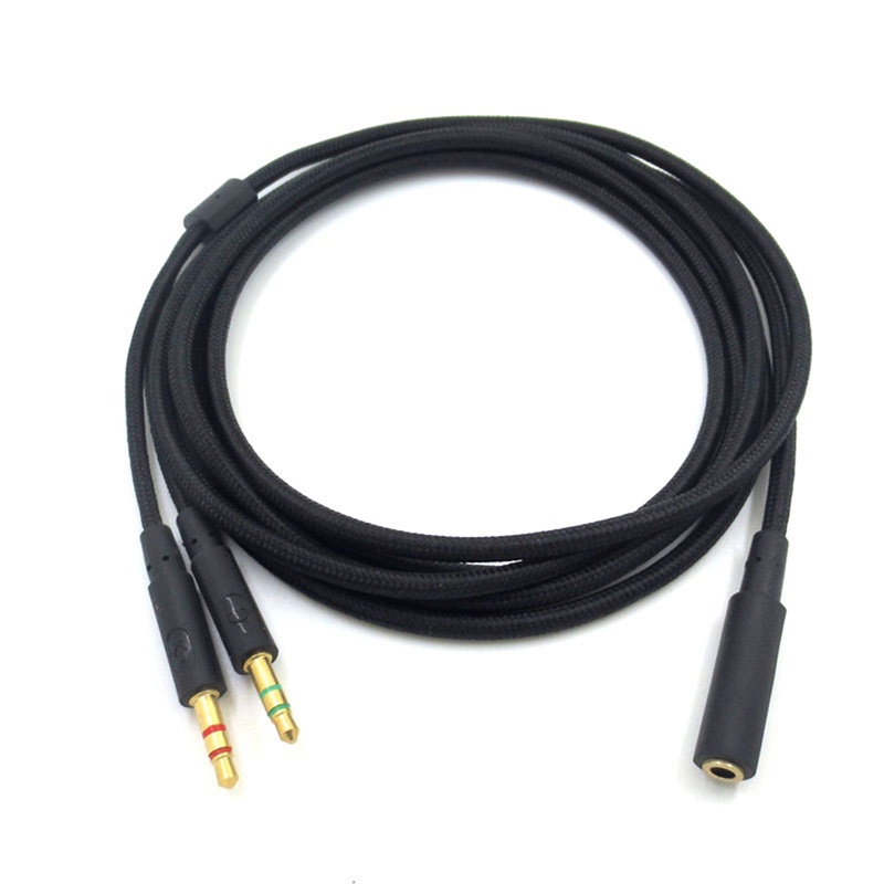 Dual 3.5mm 2in1 Y Splitter PC Extension Cable for Kingston HyperX Cloud II Alpha Mix Flight Core ...