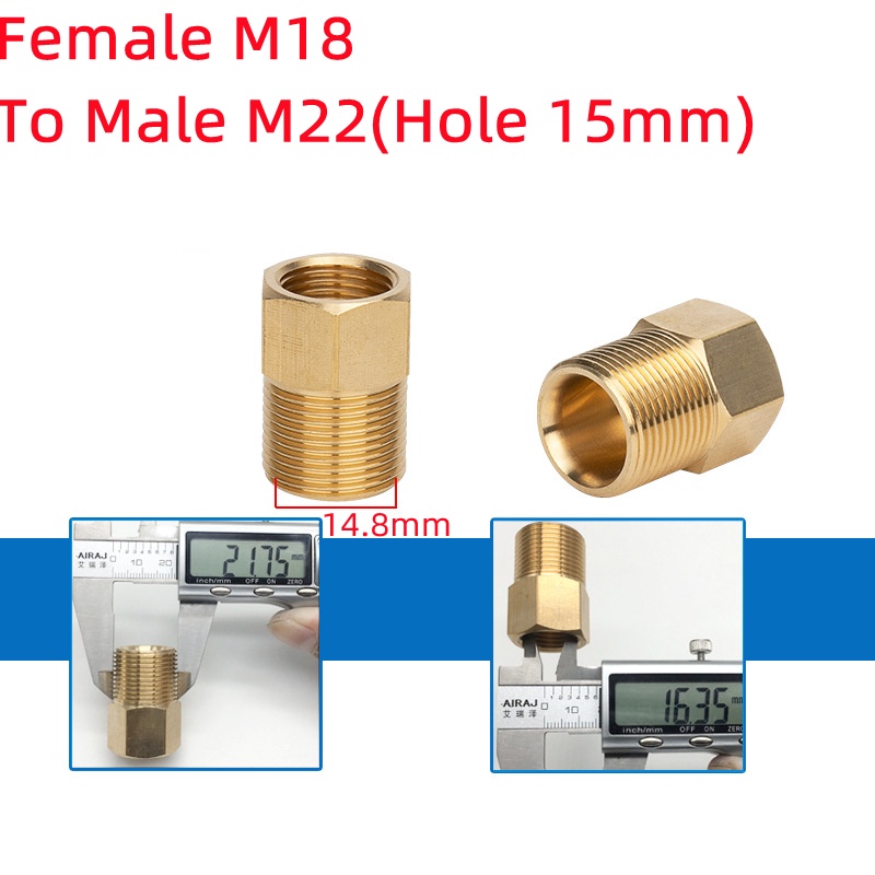 Brass 3/8" 1/4" M14 M18 M22 Thread Connector Male Female Adapter for High Pressure Washer Gun ...