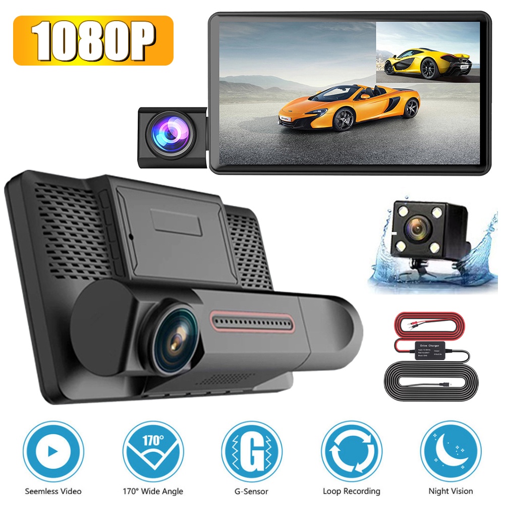 Car Dash Cam 1080P Front Cabin and Rear Car DVR Camera 4" Video ...
