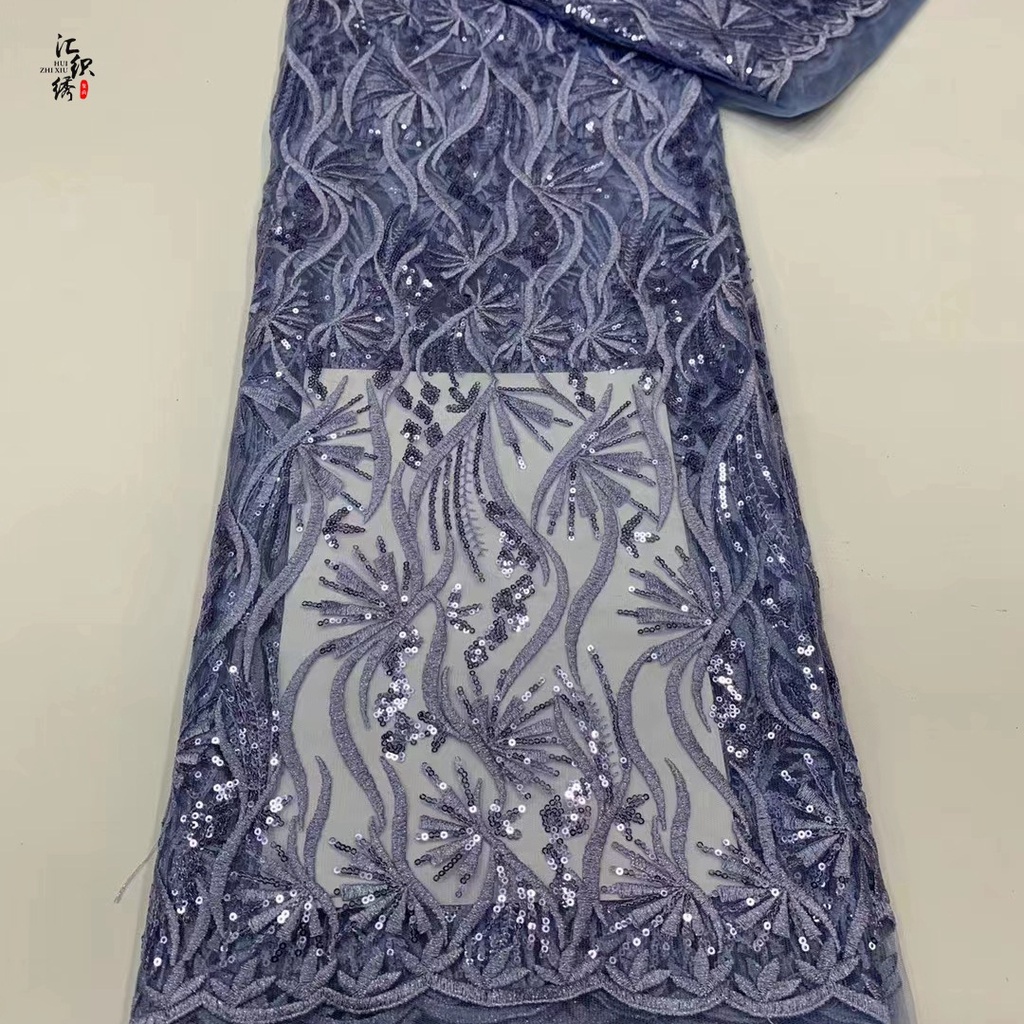 High Quality Sequin Embroidered Fabric Exquisite Water Plants Sequins ...