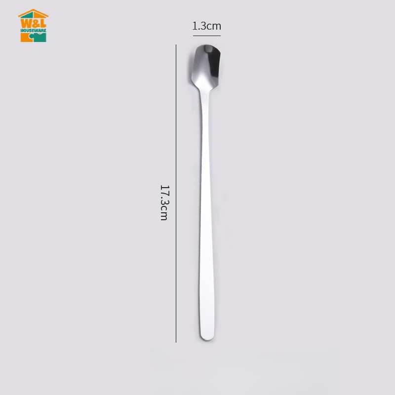 Stainless Steel Coffee Spoon Long Handle Square Spoon for Dessert ...