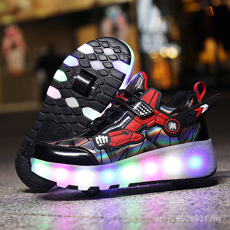 【100% High Quality】tow-wheeled Heelys LED rechargeable luminous shoes ...