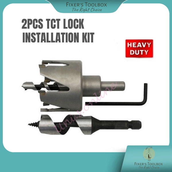TCT HEAVY DUTY DOOR INSTALLATION KIT / CYLINDRICAL DOOR LOCK HOLE SAW ...