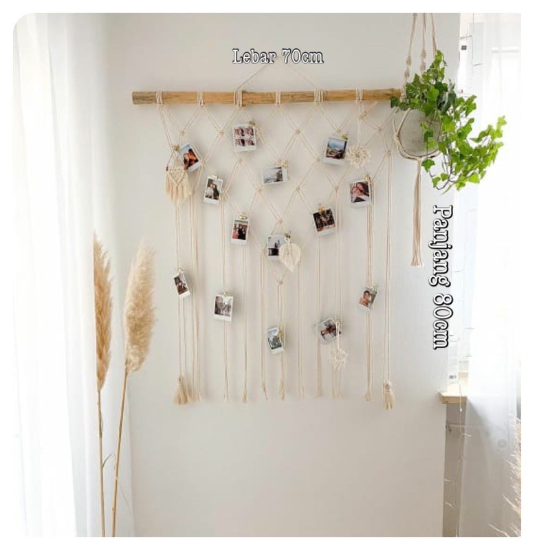 KATUN HIASAN DINDING Premium Macrame Macrame photo clip led tumblr ...