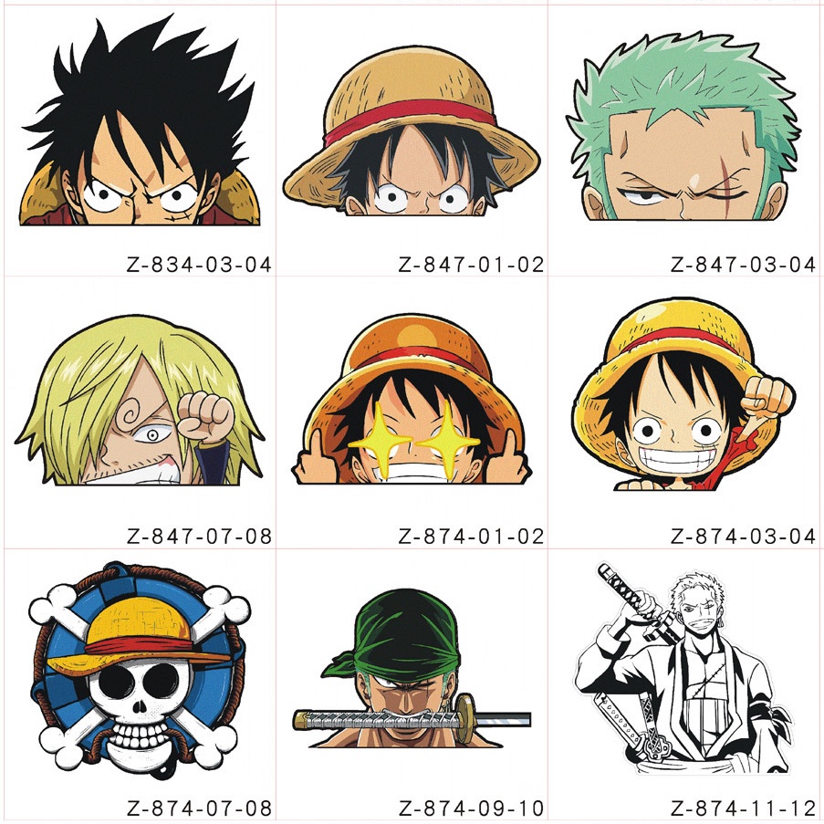 Reflective Waterproof One Piece Car Sticker Cartoon Luffy Car Sticker ...