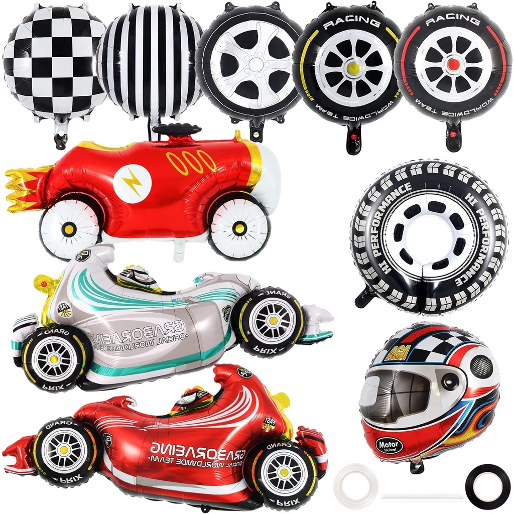 Race Car Balloons 43 Inch Race Car Birthday Party Decorations Helmet ...