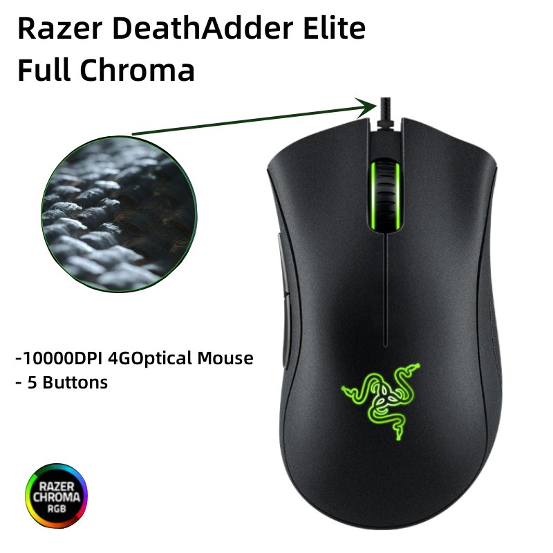 Razer DeathAdder Elite Wired Gaming Mouse 5 Button Mouse 10000DPI ...