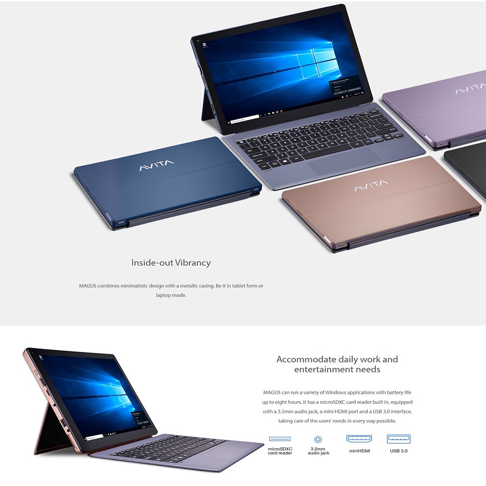 Avita Magus 12.2'' NS12T5MYC42B-CH 2-in-1 Detachable Laptop Celeron ...