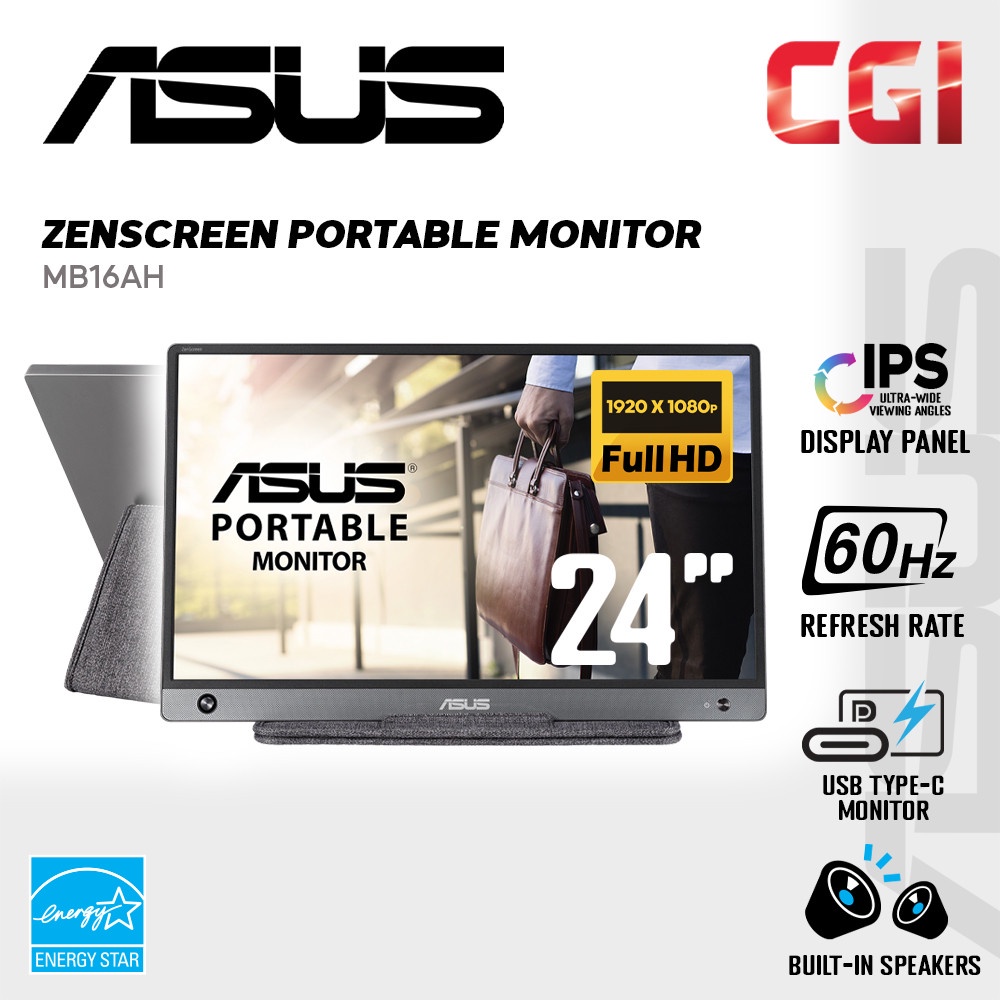 Asus 16'' Zenscreen MB16AH IPS FHD 60Hz 5ms 260K Micro HDMI USB-C Built ...