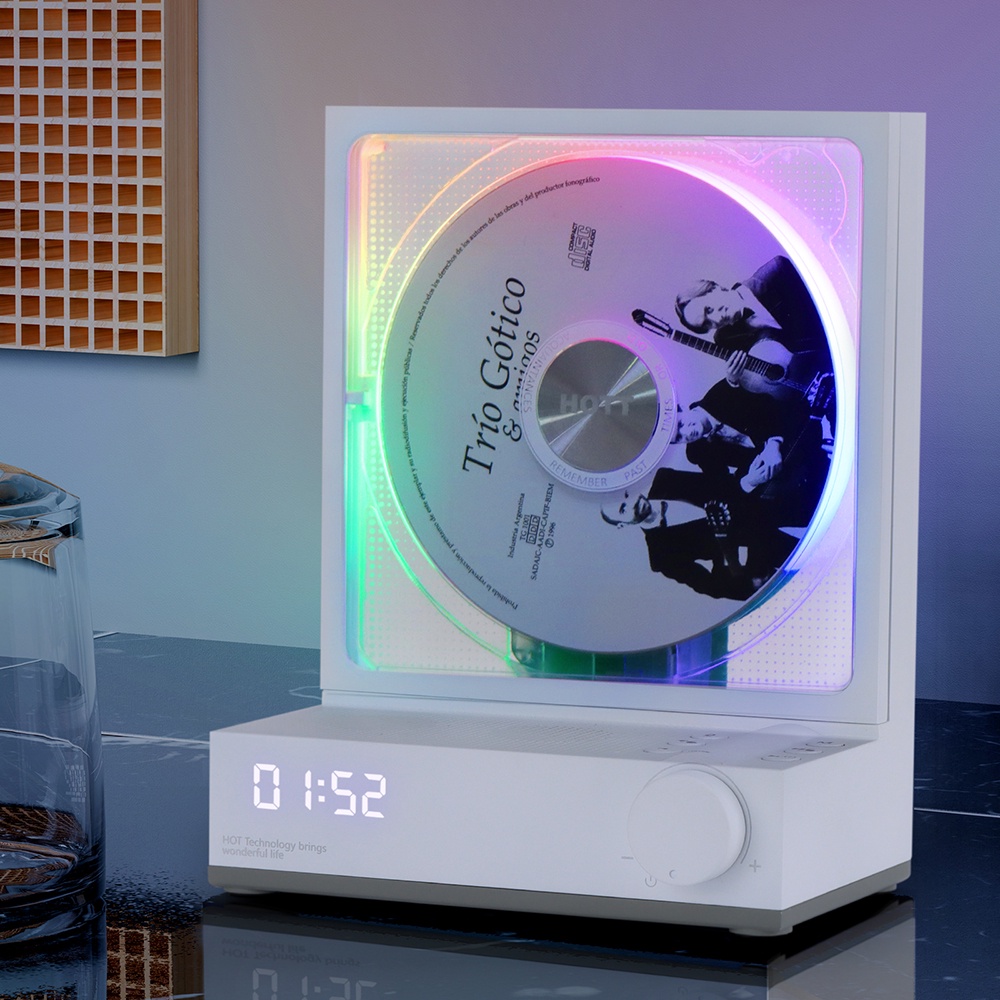 Retro HIFI CD Player Two-way Bluetooth RGB Dazzling Colour Light Effect ...