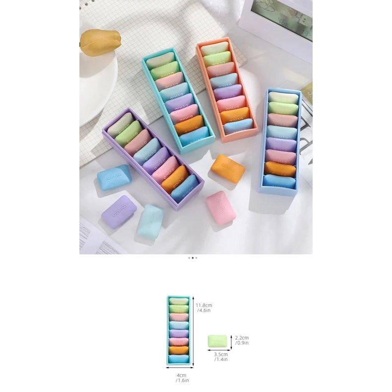 JIANWU 8 Pcs/set Macaron Color Cute Chewing Gum Shaped Eraser Set ...