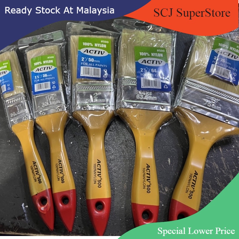 ACTIV BRAND PAINT BRUSH 100% NYLON GUARANTEED (1” 1 1/2” 2” 2 1/2” 3 ...