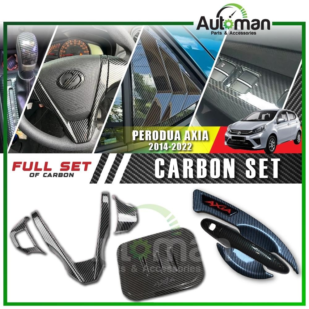 Perodua Axia 2014-2022 Carbon fiber fuel tank door bowl window swtich ...