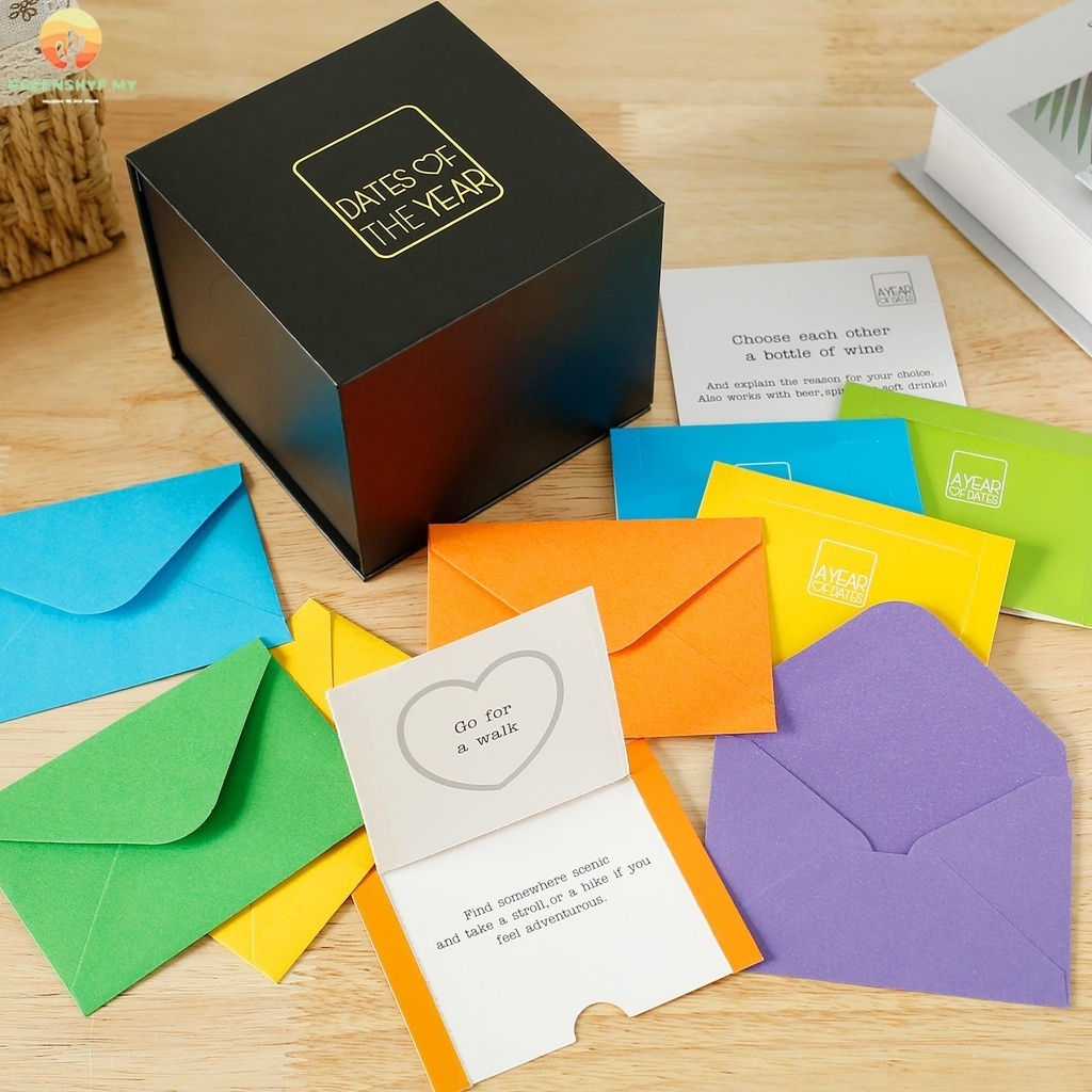 52Pcs Date Night Envelope with 5 Blank Cards and Box Paper Couples Date ...
