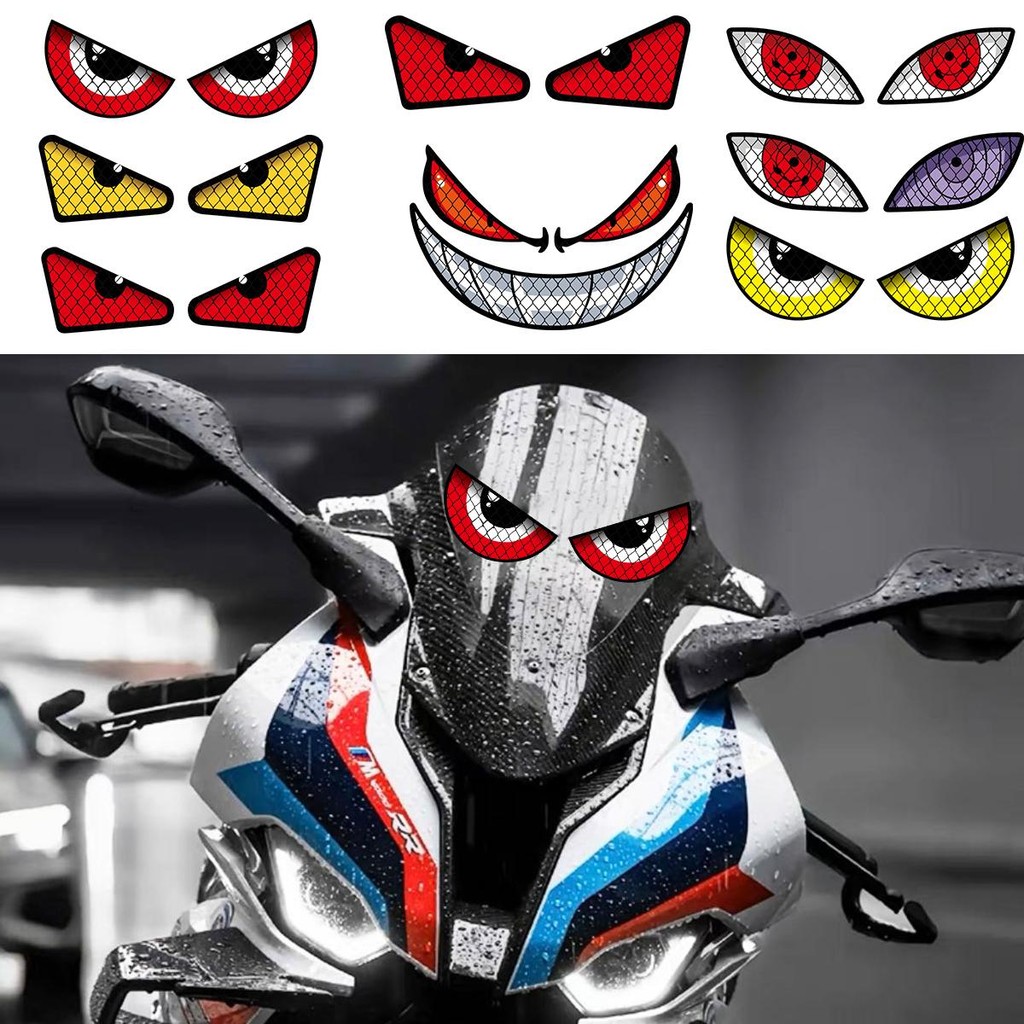 Super Reflective Demon Eyes Sticker Decor Motorcycle Bike Electric Car ...