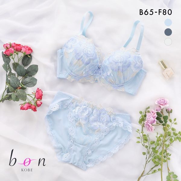Bon large roses high-side bra panties set (Sizes B-F)(35704134)(Direct ...