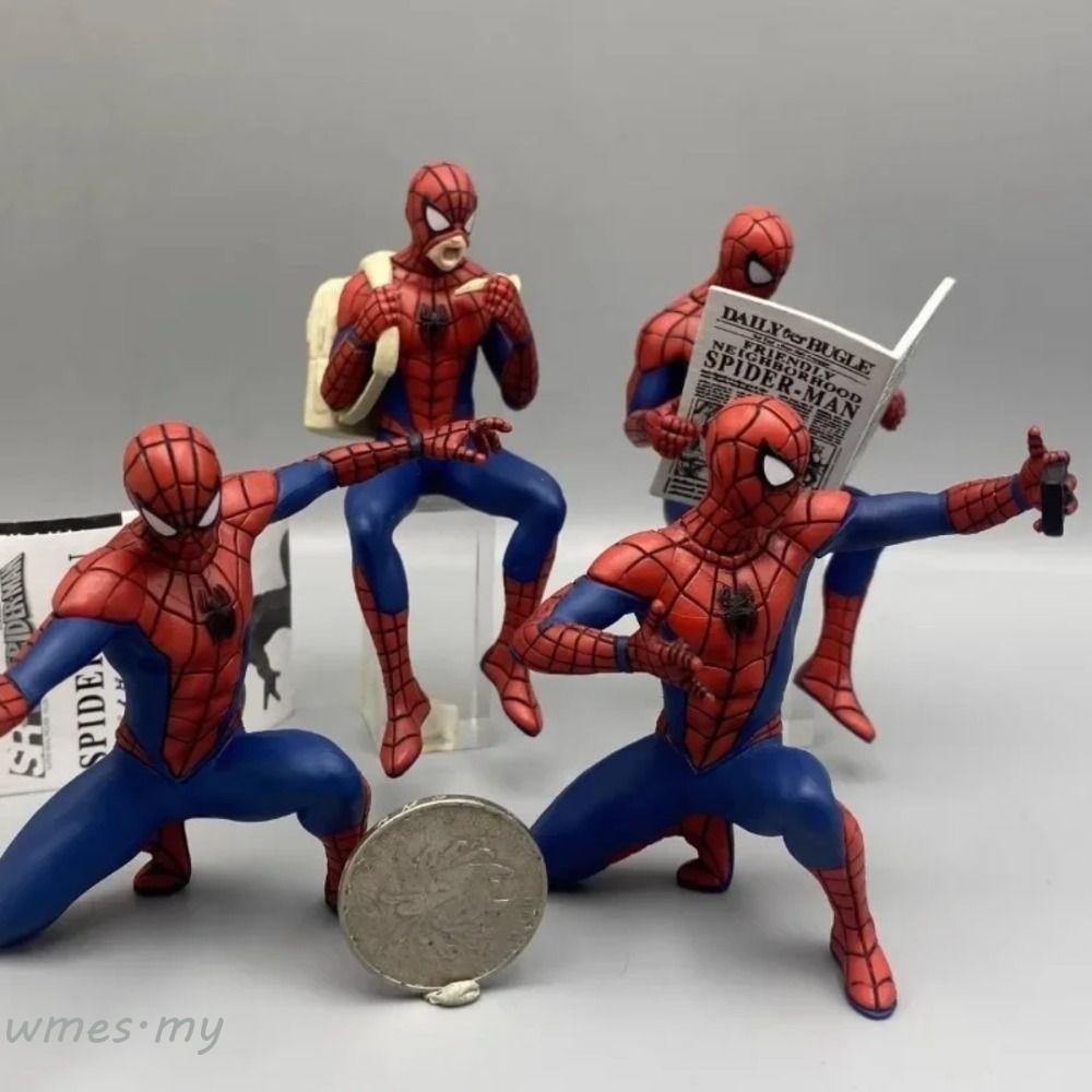 WMES1 4Pcs/Set Spider Man Model Toy, Reading Newspaper Selfie Spider ...
