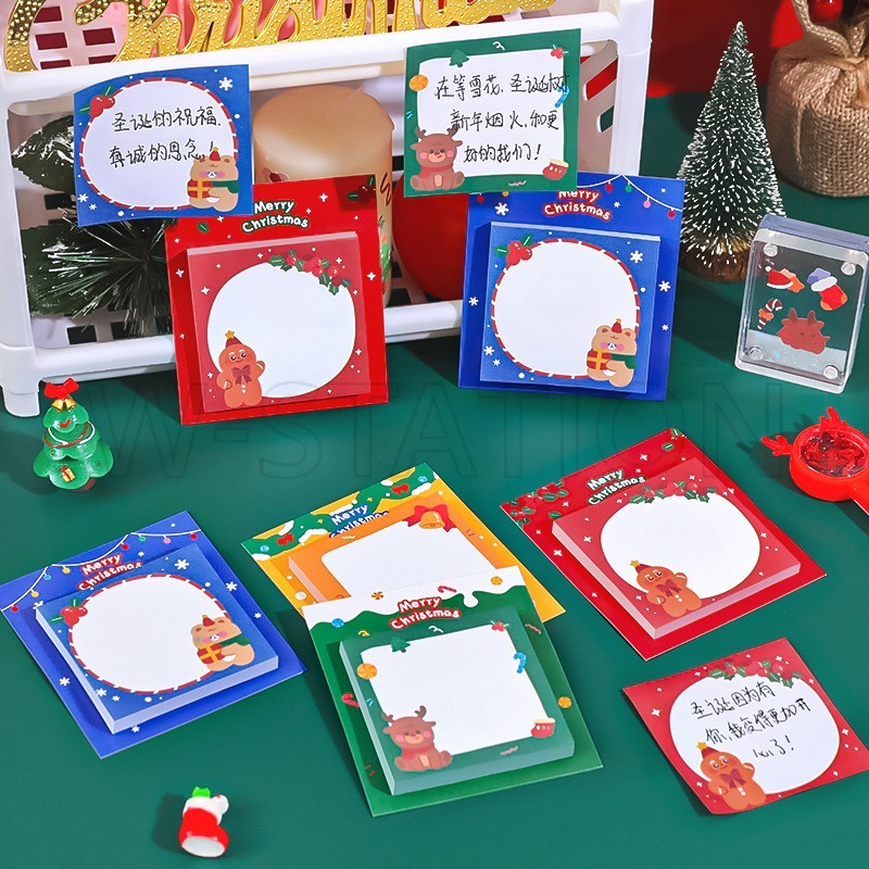 Christmas Cartoon Cute Memo Pad / Merry Christmas Gingerbread Man Elk ...