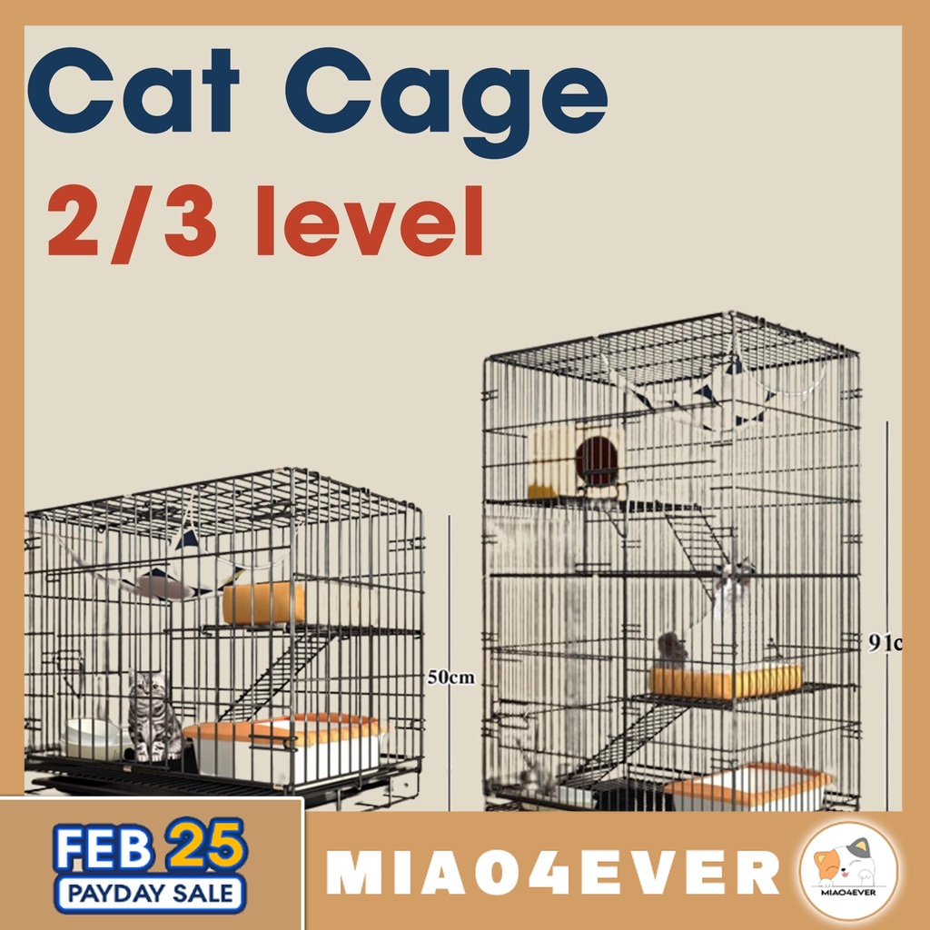 Pet Cage 2/3 Level Cat Cage / Sangkar 2/3 Tingkat Wrought Iron | Shopee ...
