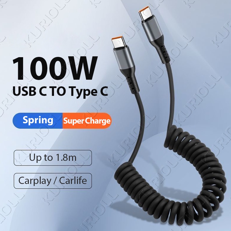 Coil 100W Ultra Fast Charging USB Type C Cable Spring 66W 5A Quick ...