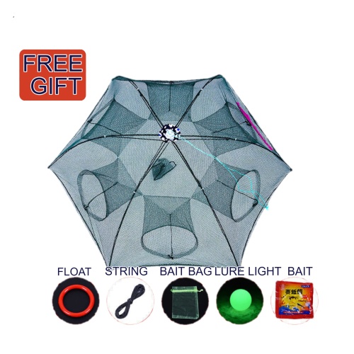 BuBu Payung ikan udang Portable Fishing Net Shrimp Cage Nylon Automatic ...
