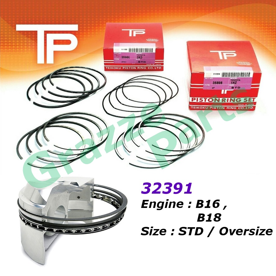 TP Piston Ring Set for Honda Civic 1.6 B16A B18A SR4 EG2 EG6 EG9 ...
